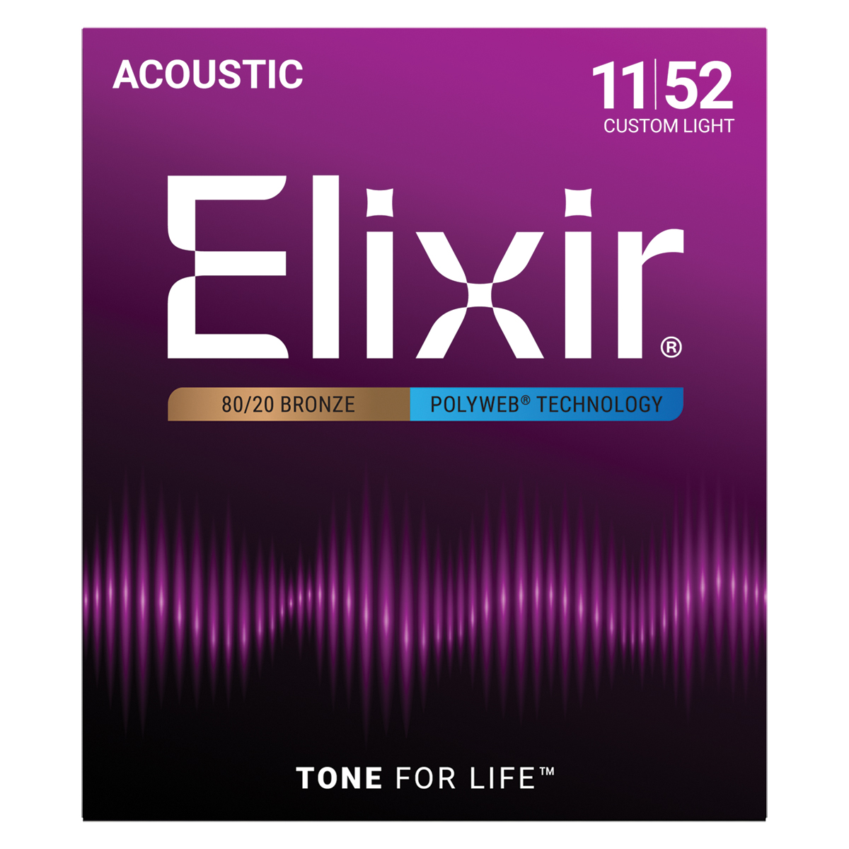 Elixir 11025 11-52 80/20 Polyweb Acoustic Guitar Strings E11025